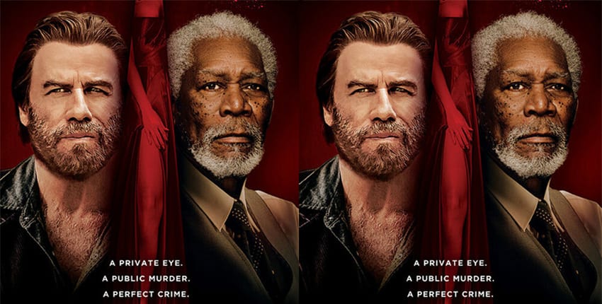 Z plakátu The Poison Rose na nás hledí John Travolta a Morgan Freeman ...